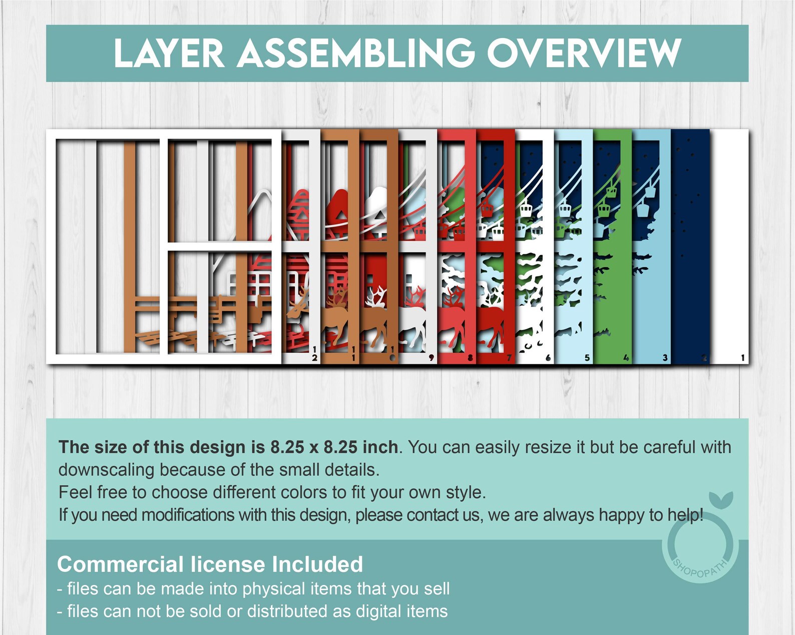 Winter Ski Lodge Panels - 3D Shadow Box Layered SVG DXF EPS (cutting ...