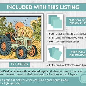3D SVG Layered Tractor Shadow Box, Harvest 3D SVG, Fall Shadow Box ...