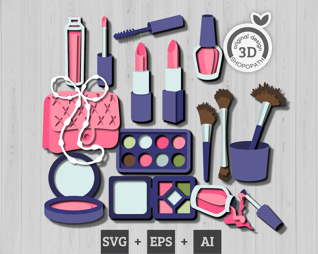 3D Layered Makeup SVG EPS, 3D Layered Beauty and Care Papercut Svg ...