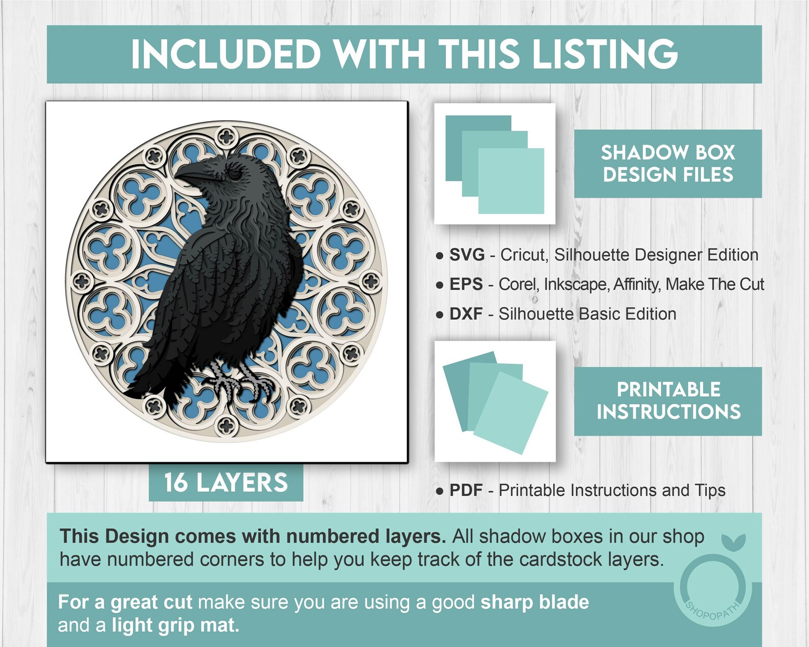 3D SVG Crow With Gothic Window Shadow Box, 3D Fall SVG, Gothic Window ...