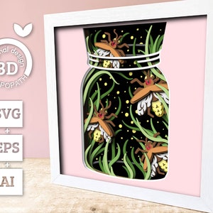 3D Firefly Shadow Box SVG, Firefly Layered SVG, Firefly 3D Svg, Spring ...