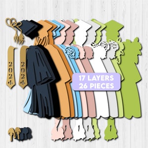 3D Layered Girl Graduation Bundle SVG EPS, 3D Layered Student, Layered ...