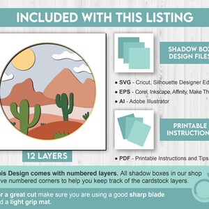 3D SVG Boho Desert Shadow Box, 3d Canyon Shadow Box Svg, Cactus 3D Svg ...