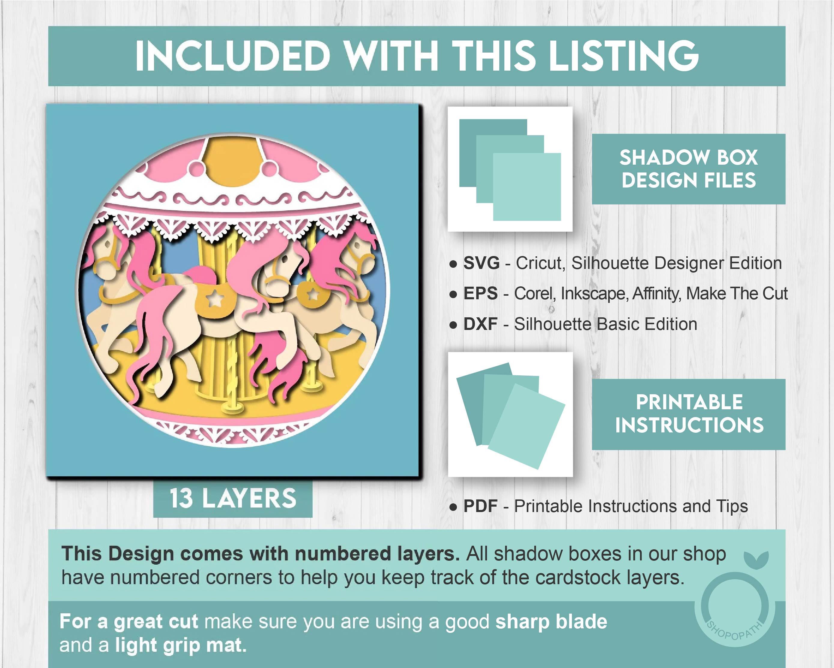 Toy Carousel Nursery - 3D Shadow Box Layered SVG DXF EPS (cutting Files ...