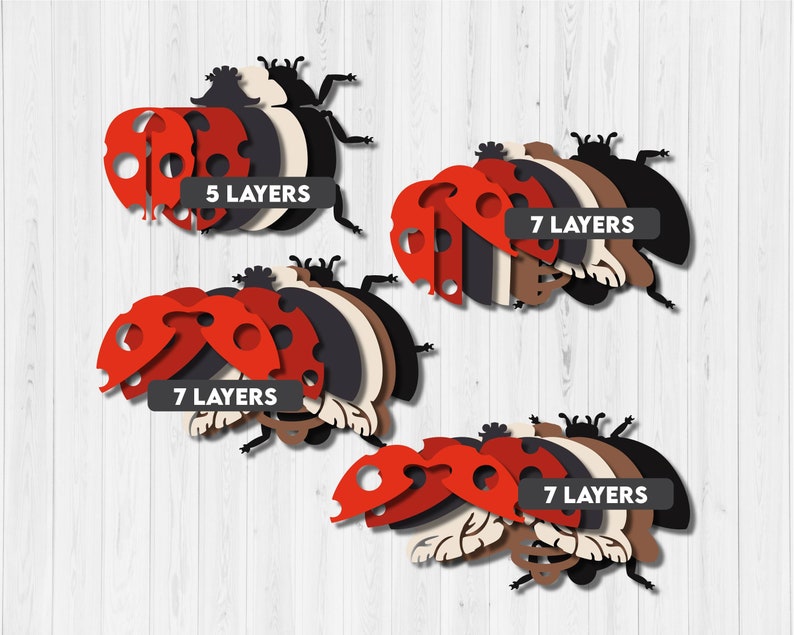 3D SVG Layered Ladybug SVG, 3D Love Bug SVG, Summer 3d Svg, Bug 3d Svg ...