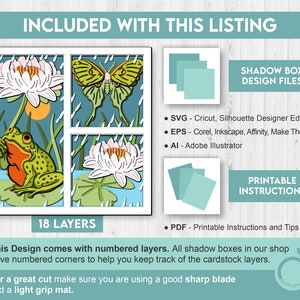 3D Frog Under Water Lily Flower Shadow Box SVG, 3D Summer SVG, 3D ...