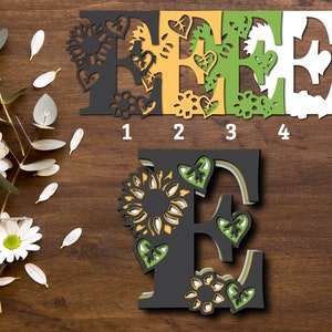 3D Sunflower Layered SVG PDF EPS Alphabet Letter Bundle, 3D Layered ...