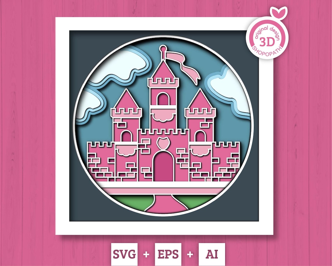 3D Layered Castle SVG EPS, Fantasy Shadow Box, Fairytale Castle 3D Svg ...