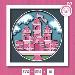 3D Layered Castle SVG EPS, Fantasy Shadow Box, Fairytale Castle 3D Svg ...