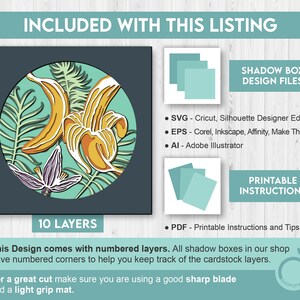 3D Layered Bananas SVG EPS, Summer Shadow Box, Beach 3D Svg, Tropical ...