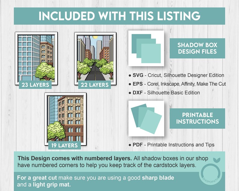 Set of 3 Cityscapes Triptych - 3D Shadow Box Layered SVG DXF EPS ...