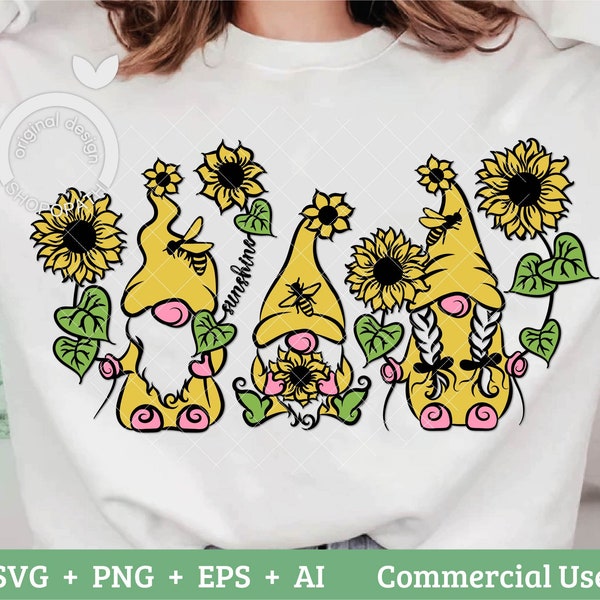 Gnome With Sunflower Svg - Etsy