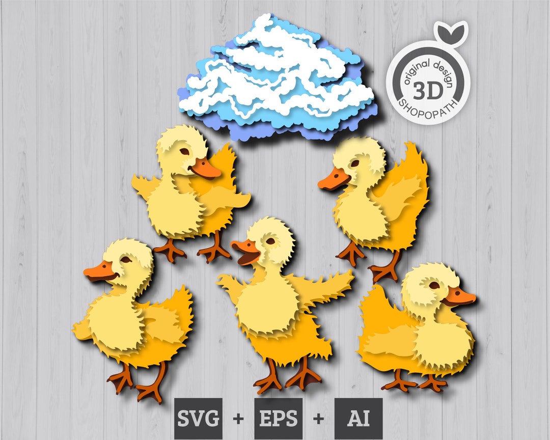 3D Layered Ducks SVG, 3D Layered Duckling, Layered Papercut Svg, Easter ...
