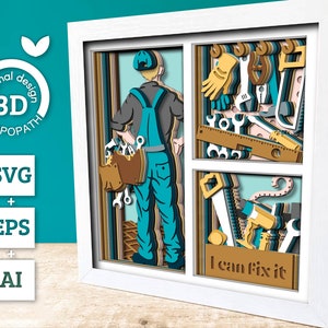 3D SVG Handyman Shadow Box, 3D Layered Father's Day SVG Tools 3D Svg ...