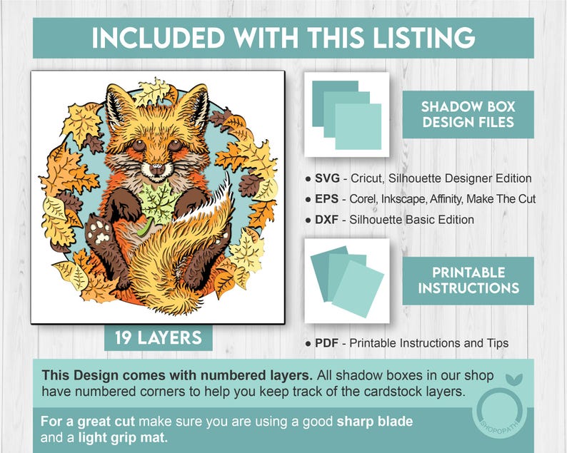 Baby Fox Shadow Box 3D SVG Lying on Its Back Surrounded by Fall Leaves ...