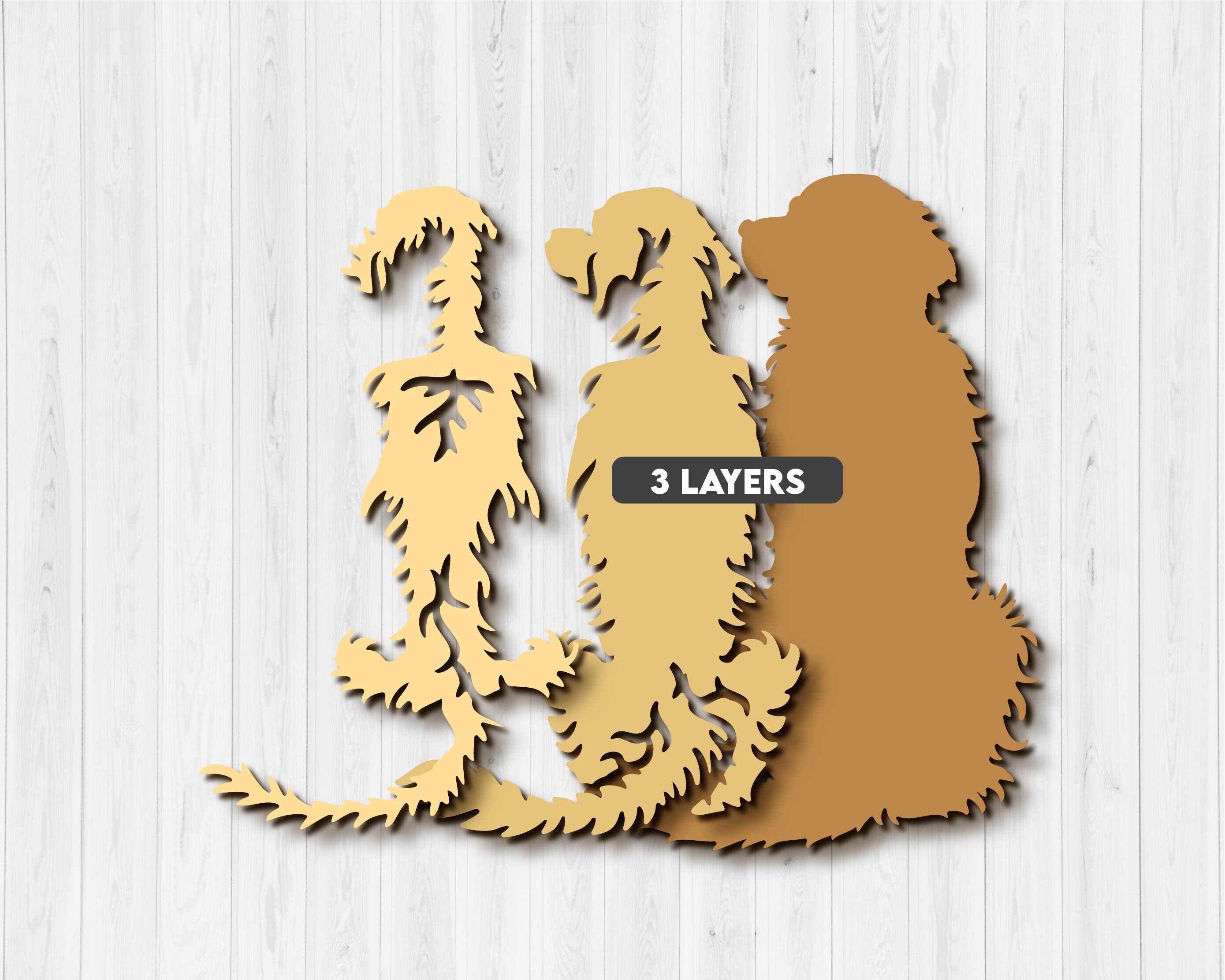 3D Layered Golden Retriever SVG, 3D Layered Dog SVG, Layered Papercut ...