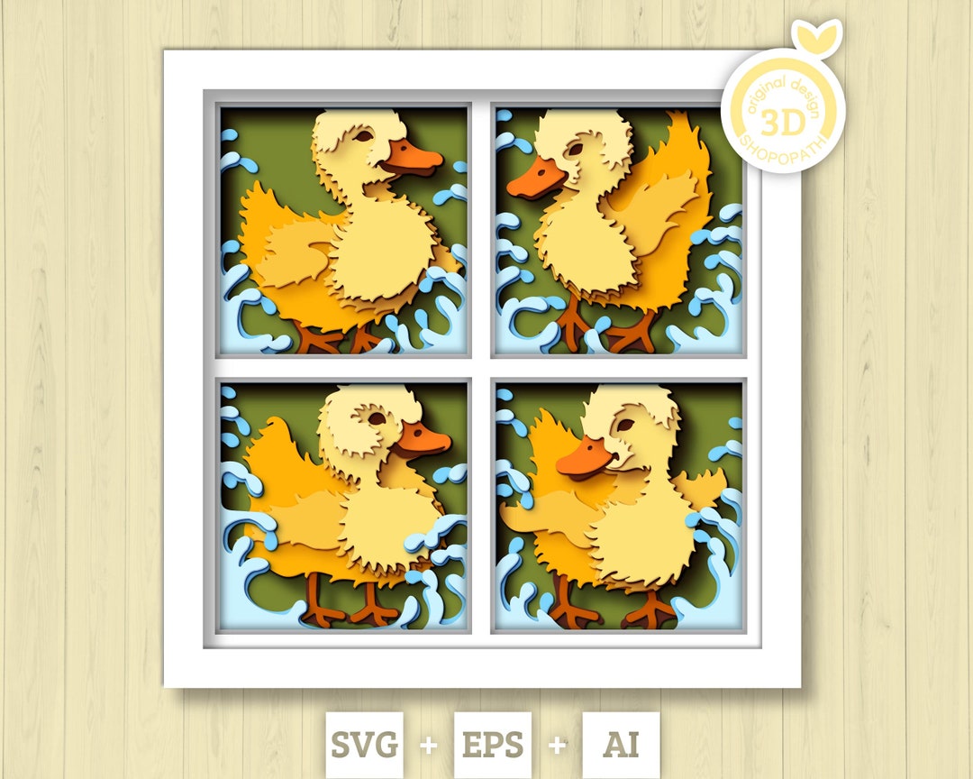 3D Ducks Shadow Box SVG, 3D Layered Baby Ducklings SVG, Layered ...