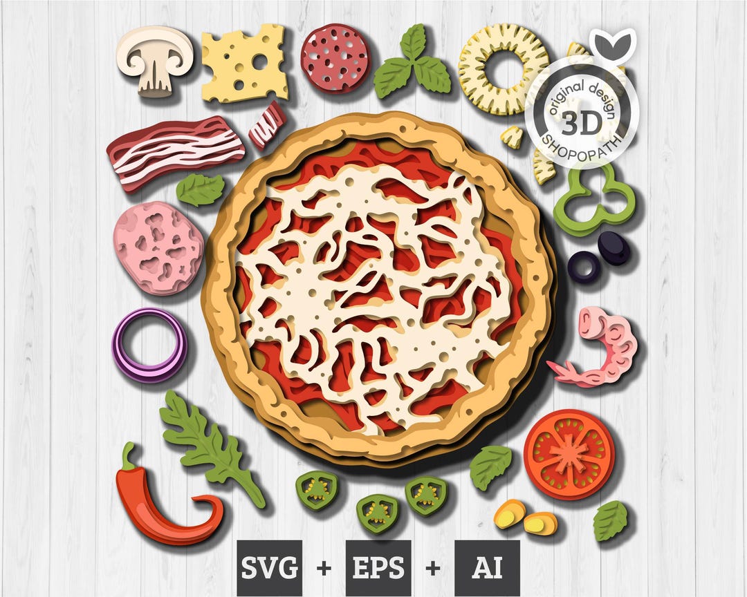 3D Layered Pizza SVG, 3D SVG Pizza, Pizza Crust 3d Svg, Pepperoni 3d ...