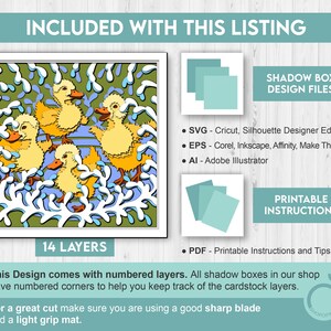 3D Baby Ducks Shadow Box SVG, 3D Layered Ducklings SVG, Layered ...