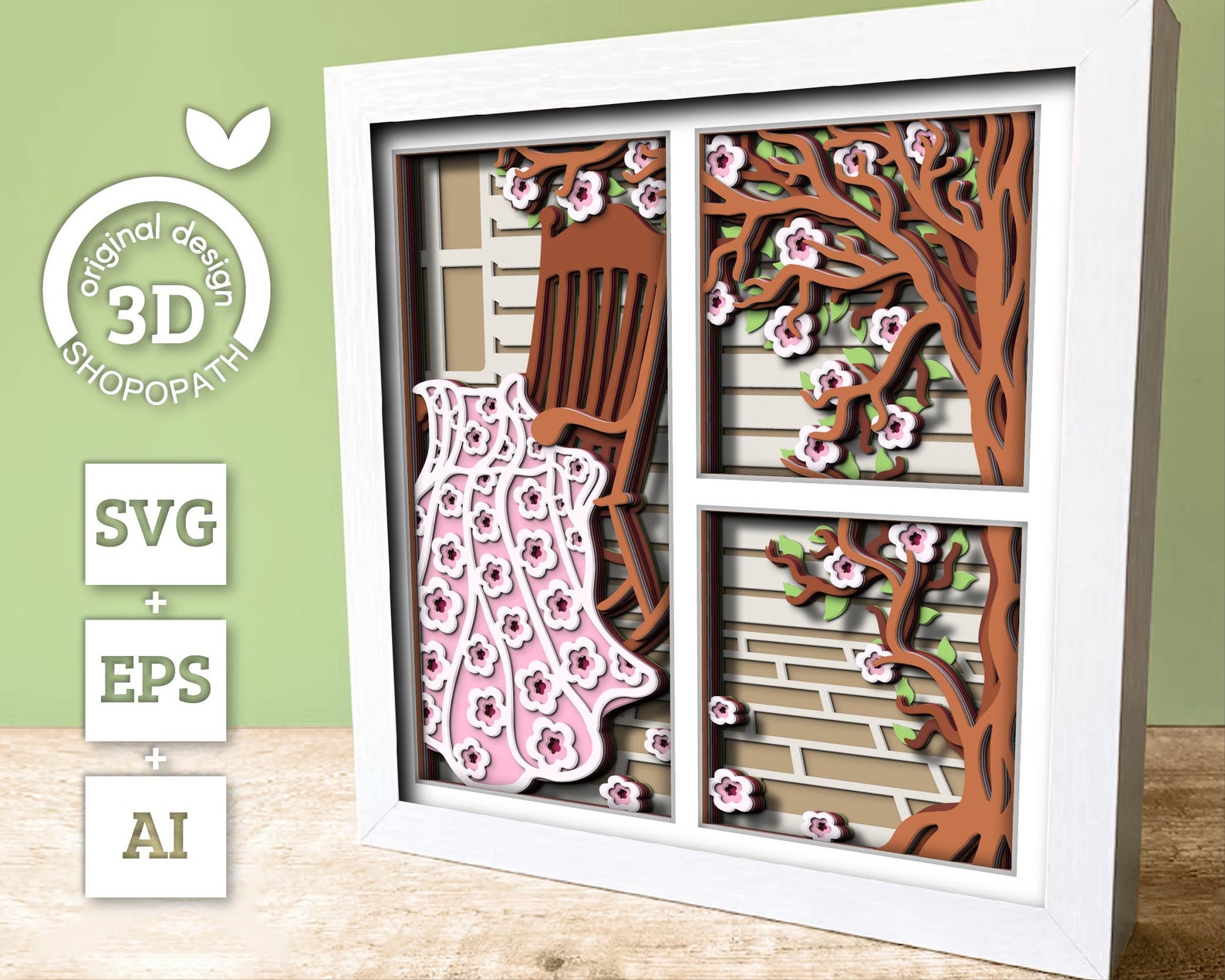 3D Layered Spring Quilt SVG, Spring Shadow Box, Blossom 3D Svg, Flowers ...