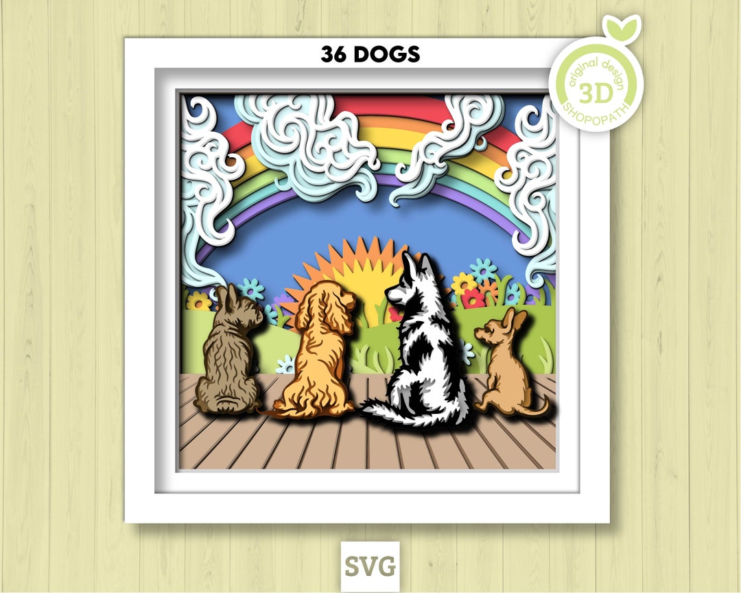 3D SVG Dog Custom Portrait Shadow Box SVG Pet Memorial Family Mothers ...