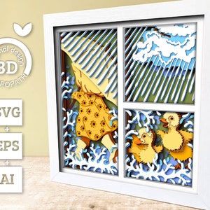 3D Ducklings Shadow Box SVG, 3D Layered Ducks SVG, Layered Papercut Svg ...