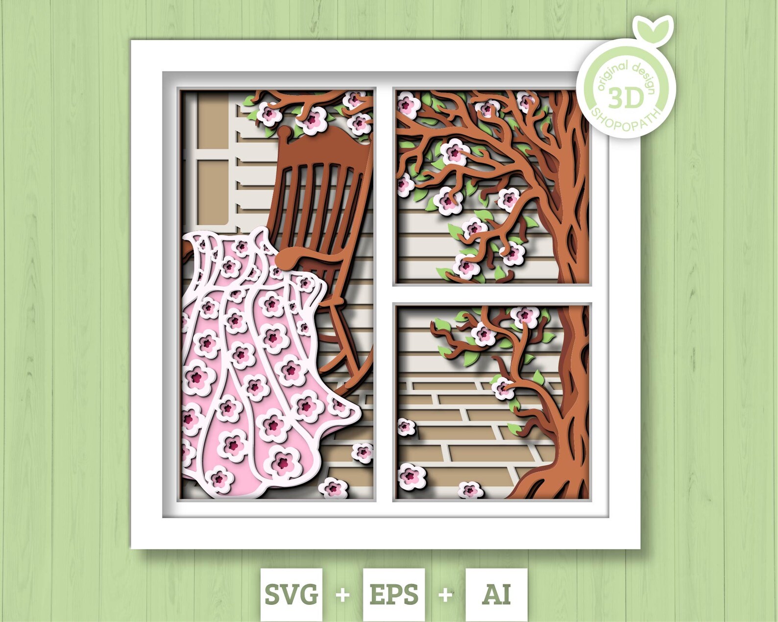 3D Layered Spring Quilt SVG, Spring Shadow Box, Blossom 3D Svg, Flowers ...