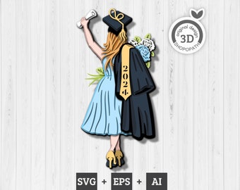 3D Layered Boy Man Graduation Bundle SVG EPS, 3D Layered Student ...