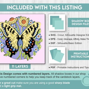 3D Butterfly Shadow Box SVG, Tiger Swallowtail 3D Svg, Layered Corn ...