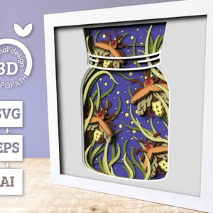 3D Firefly Shadow Box SVG, Firefly Layered SVG, Firefly 3D Svg, Spring ...