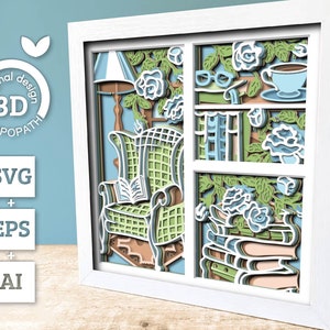 3D Layered Reading SVG PDF EPS, Books Shadow Box, One More Chapter 3D ...