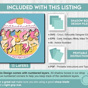 3D Layered Carousel SVG EPS, Carousel Shadow Box, Nursery 3D Svg Baby ...