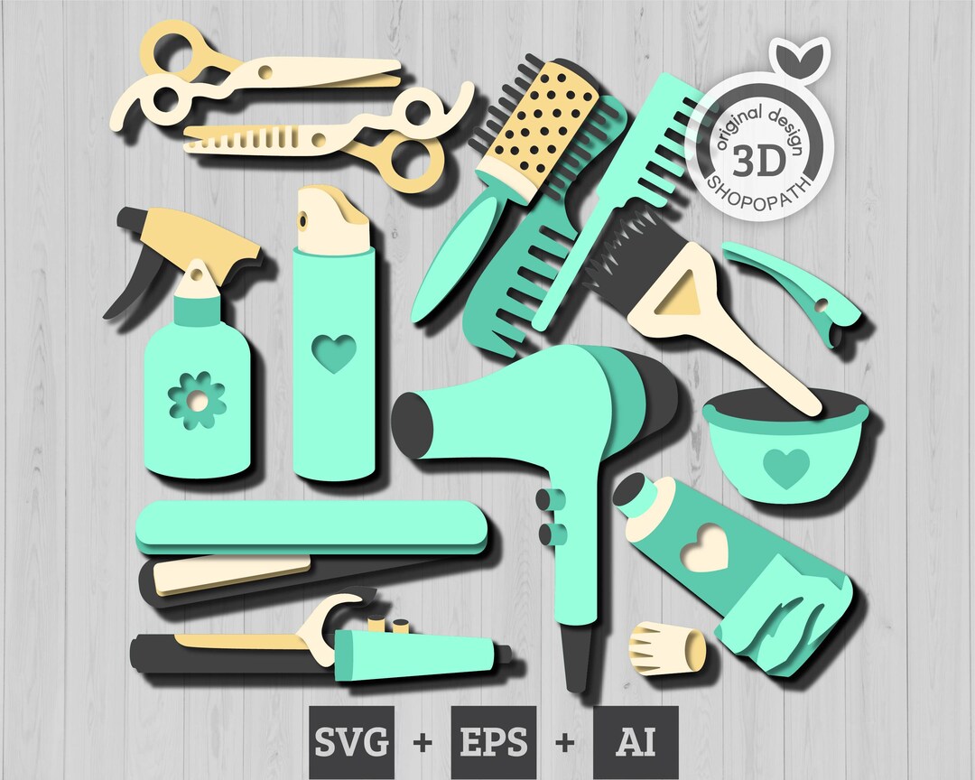 3D Layered Hairstyling SVG EPS, 3D Layered Beauty and Care Papercut Svg ...
