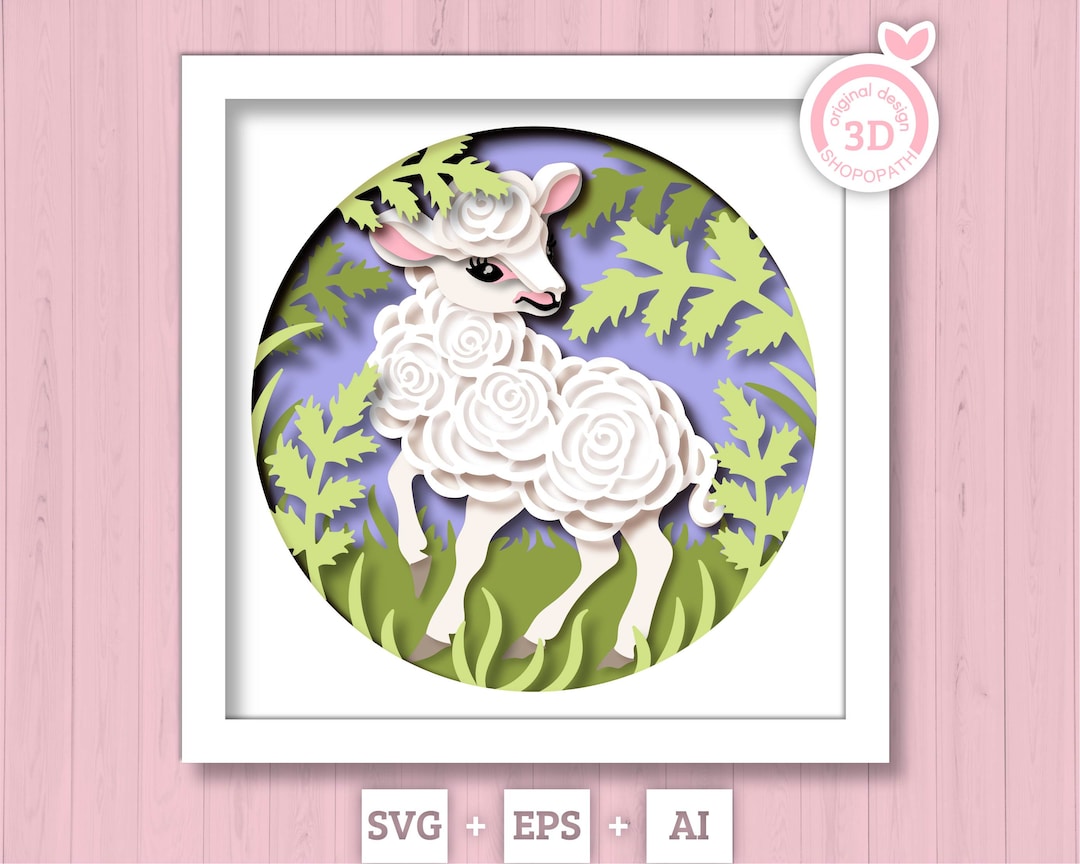 3D SVG Easter Lamb Shadow Box, 3D Lamb Svg, 3D Lamb Shadow Box, 3D Cute ...
