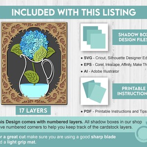 3D Hydrangea Flowers Shadow Box SVG, 8x10 Inch Layered Hortensia 3D Svg ...