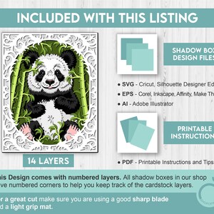 3D SVG Panda With Bamboo Shadow Box, 8x10 Inch Panda Bear 3D SVG, 3D ...