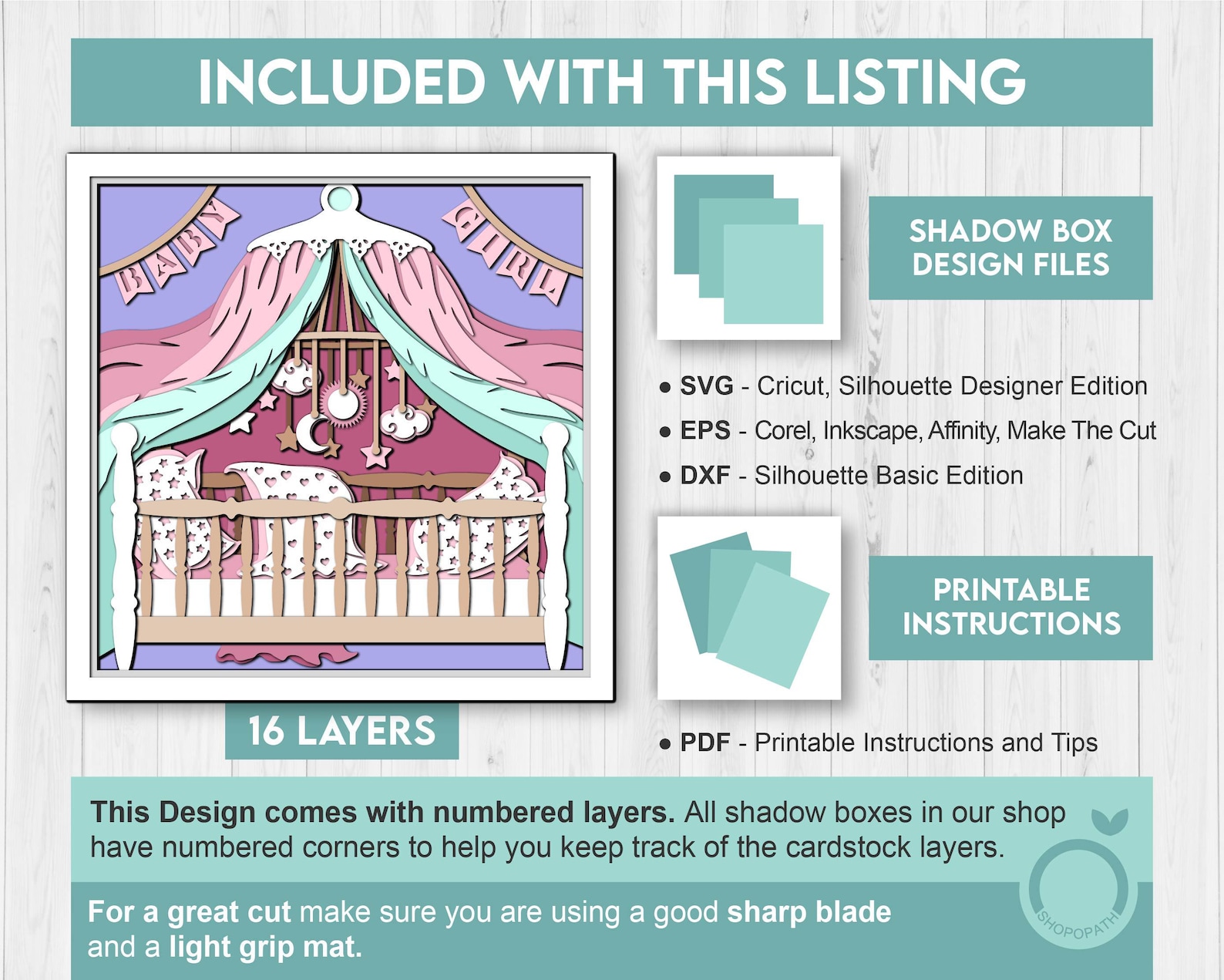 3D Baby Girl Crib Shadow Box SVG, Cute Baby 3d Svg, Baby Shower Decor ...