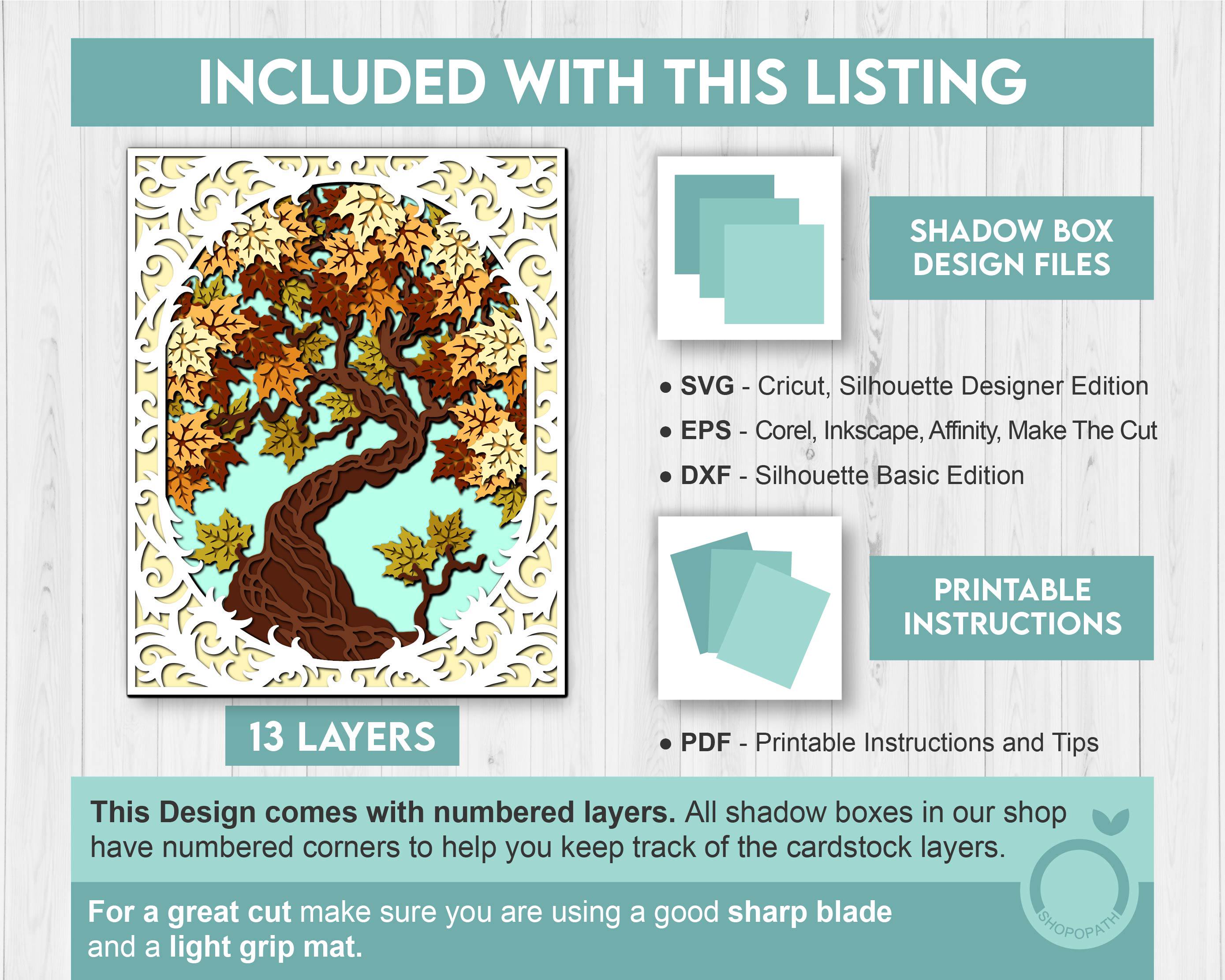 3D Maple Tree Shadow Box SVG, 8x10 Inch Layered Maple Tree Svg, Autumn ...