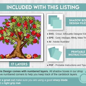 3D SVG Apple Tree Shadow Box SVG, 3d SVG Apples, Summer Shadow Box ...