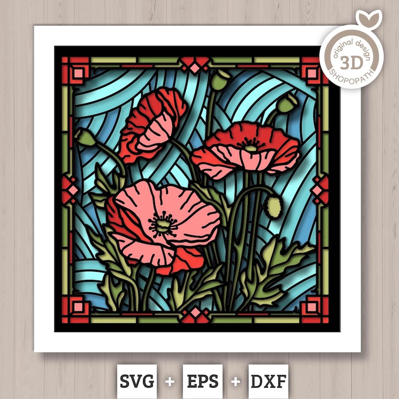 3d Stained Glass Poppy - Etsy
