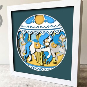 3D Layered Carousel SVG EPS, Carousel Shadow Box, Nursery 3D Svg Baby ...