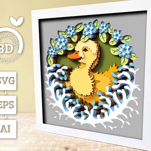 3D Ducks Shadow Box SVG, 3D Layered Ducklings SVG, Layered Papercut Svg ...