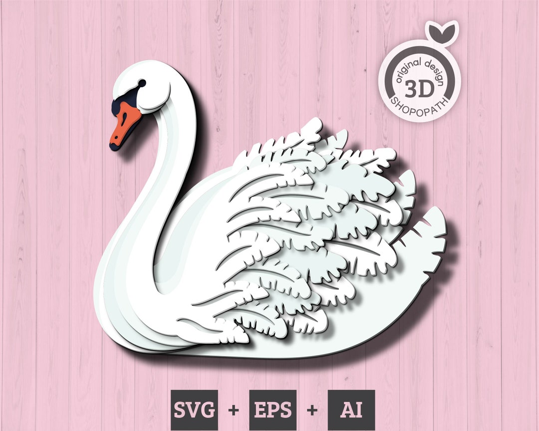 3D Layered Swan SVG EPS, 3D Layered Bird Layered Papercut Svg Swan Svg Laser Cut Cricut ...