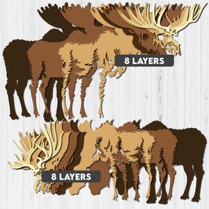 3D Layered Moose SVG EPS, 3D Layered Moose Papercut Svg, Moose Svg ...