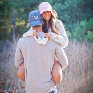 Mom and Dad Baseball Caps, Pregnancy Announcement EMBROIDERED Hat ...