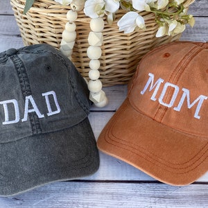 Mom and Dad Baseball Caps, Pregnancy Announcement EMBROIDERED Hat ...
