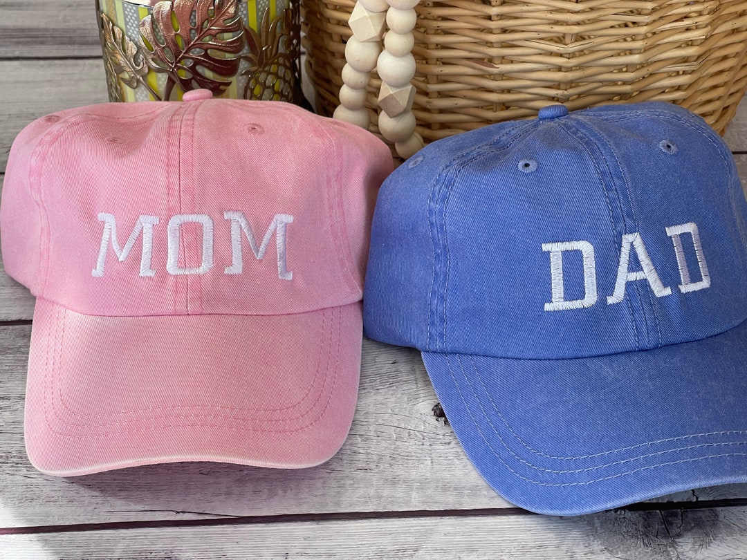 Baby Reveal MOM Hat, DAD Hat, EMBROIDERED Hat, Pigment Dyed Baseball ...
