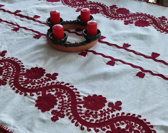 Hungarian Vintage Transylvanian Tablecloth, Hand Embroidered Decor - Etsy