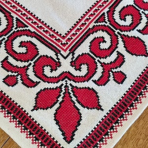 Finished Cross Stitch Tablecloth Set, Vintage Cross Stitch Decor - Etsy