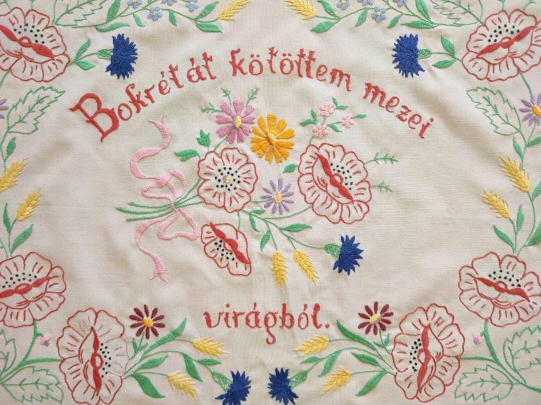 Hungarian Hand Embroidered Vintage Wall Decor, Hungarian Heritage, - Etsy